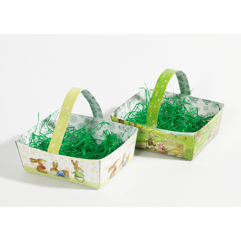 Paasmandje papier met gras 16cm